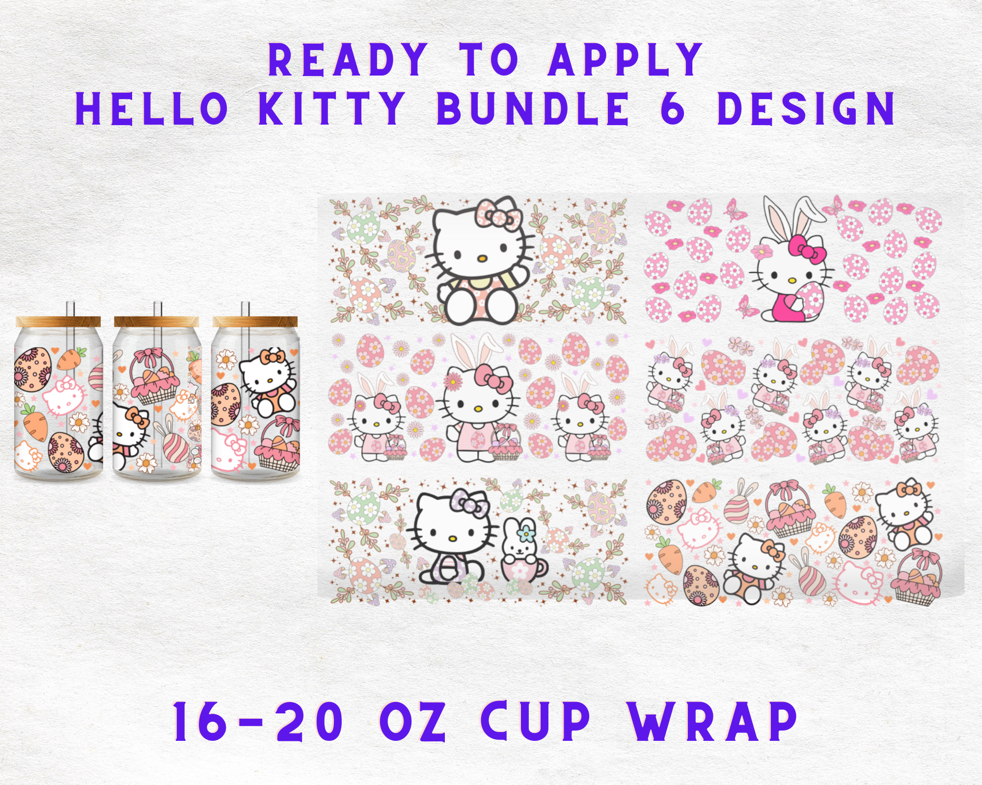 Hello Kitty UV DTF Cup Wrap Bundles – Ready to Press Designs – Pixel ...